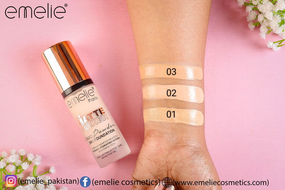Emelie® Paris Matte Maker Liquid Powder Foundation – 24H Matte Finish ...
